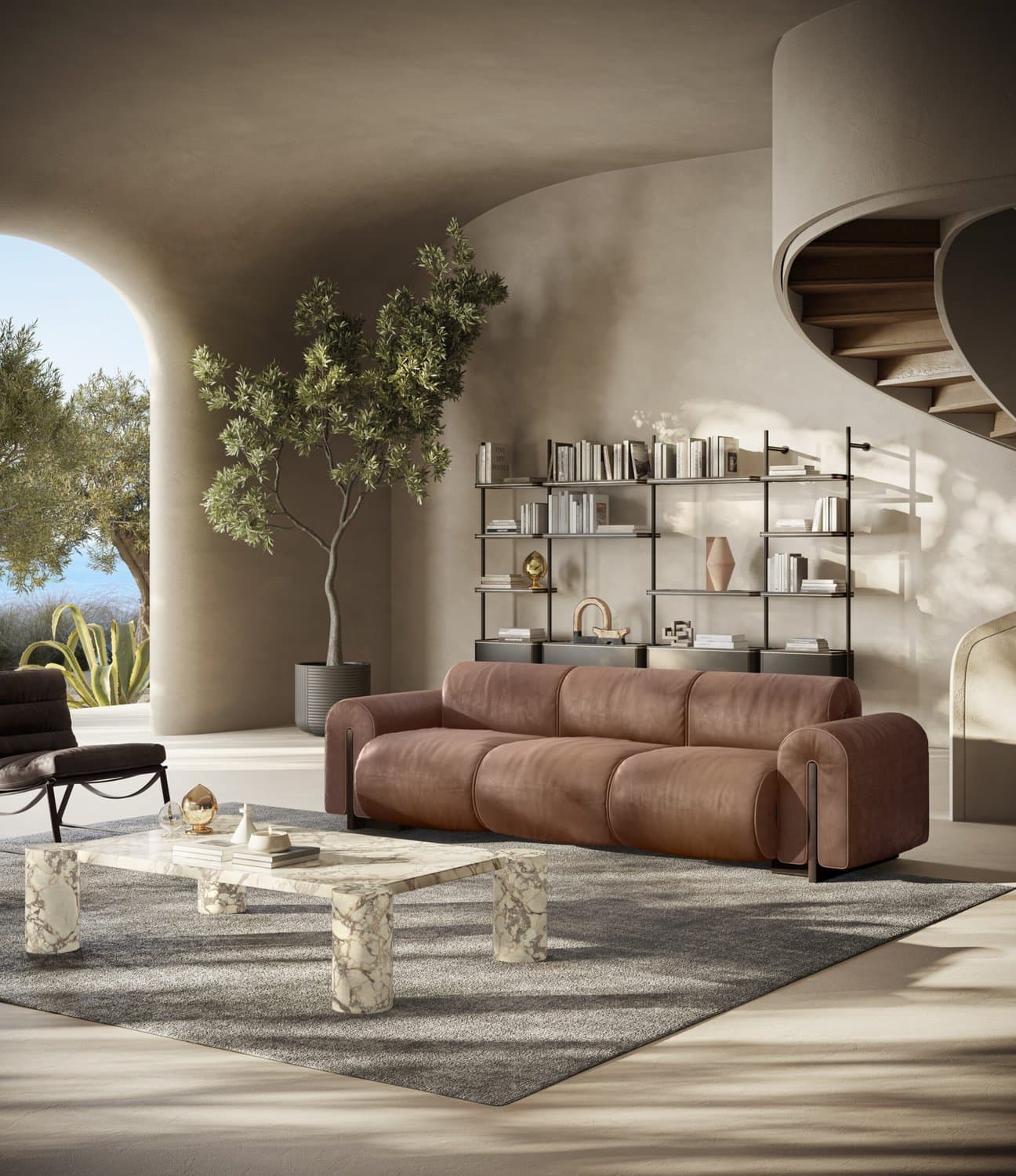Natuzzi Italian Leather Reclining Sofa